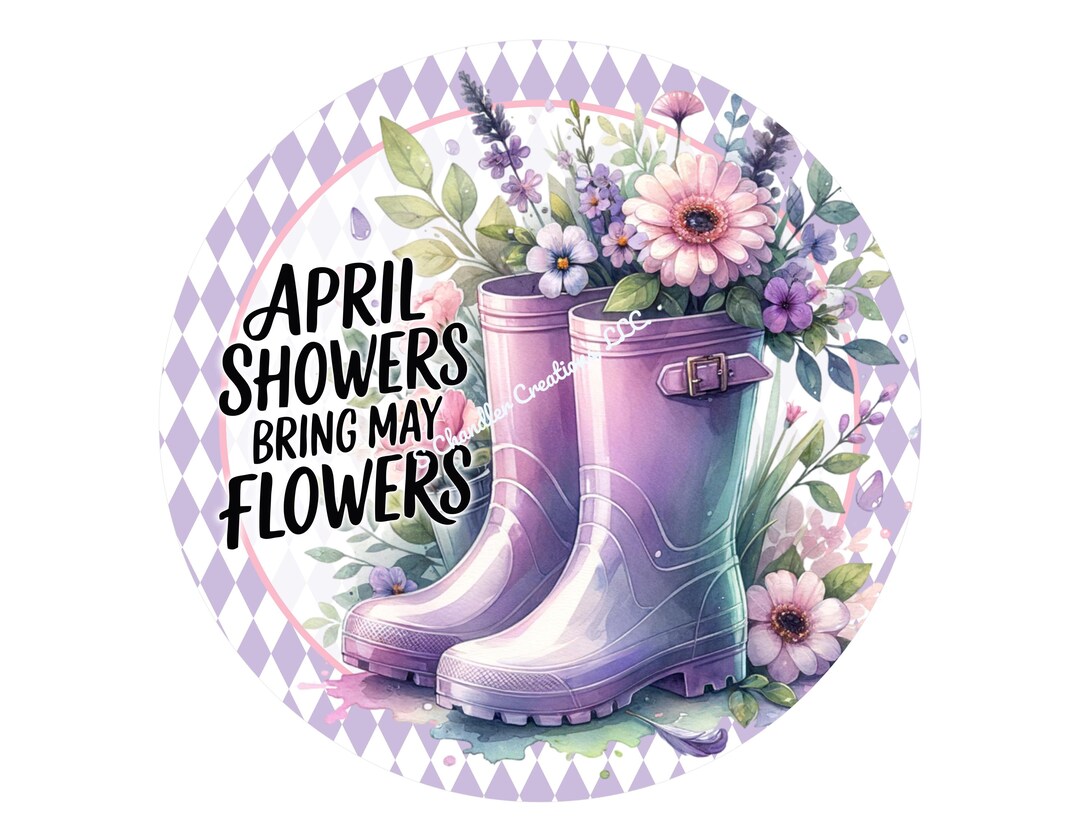 April Showers Bring May Flowers Wreath Sign, Spring Flowers Wreath Sign ...