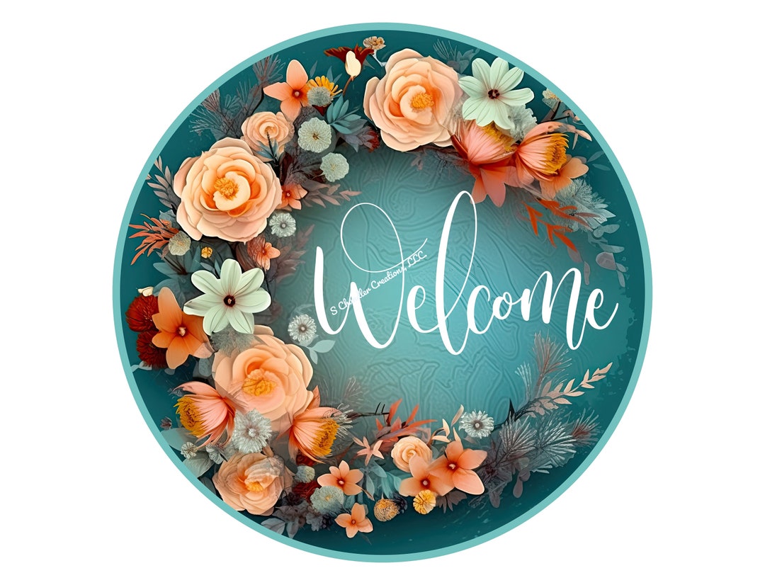 Welcome Wreath Sign,floral Wreath Sign,spring Wreath Sign,metal Wreath ...