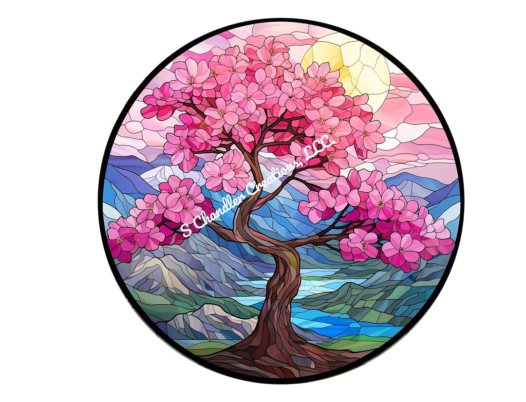Cherry Blossom Tree Wreath Sign, Metal Wreath Sign, Round Wreath Sign ...