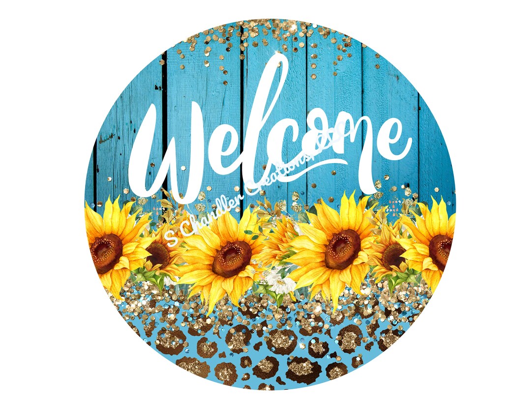 Welcome Wreath Sign, Welcome Sunflower Wreath Sign, Metal Wreath Sign ...