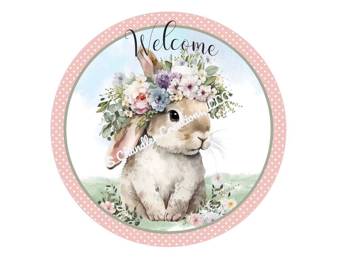 Welcome Wreath Sign,easter Bunny Wreath Sign,metal Wreath Sign,round ...