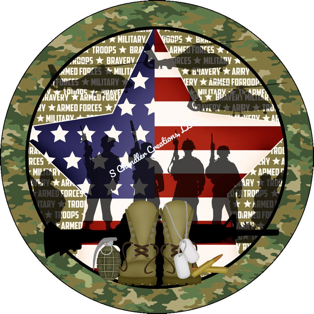 Army Wreath Sign, Military Wreath Sign, Patriotic Wreath Sign, Signs for Wreaths, Round Wreath ...