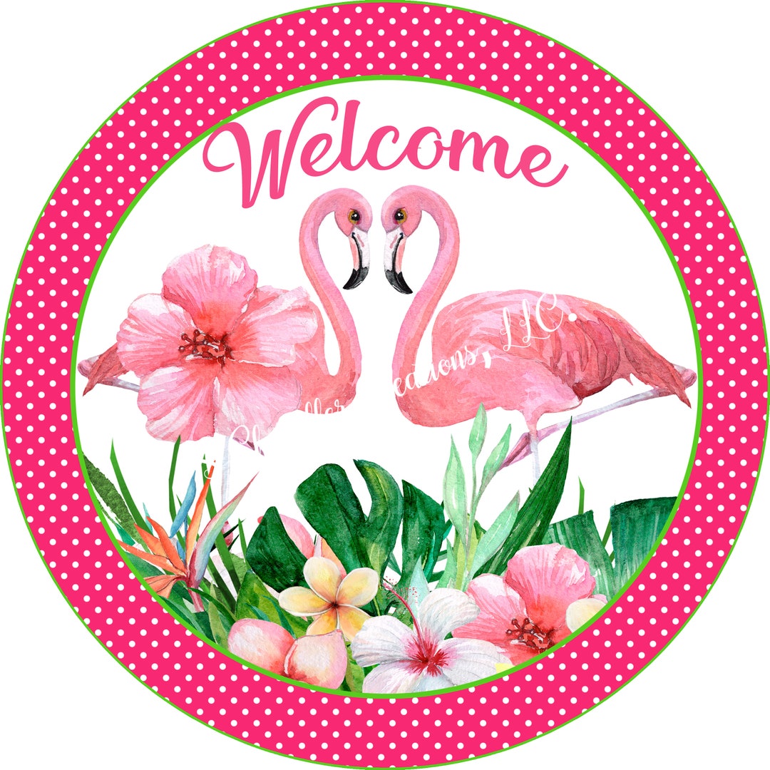 Welcome Flamingo Wreath Sign,flamingo Summer Wreath Sign,metal Wreath ...