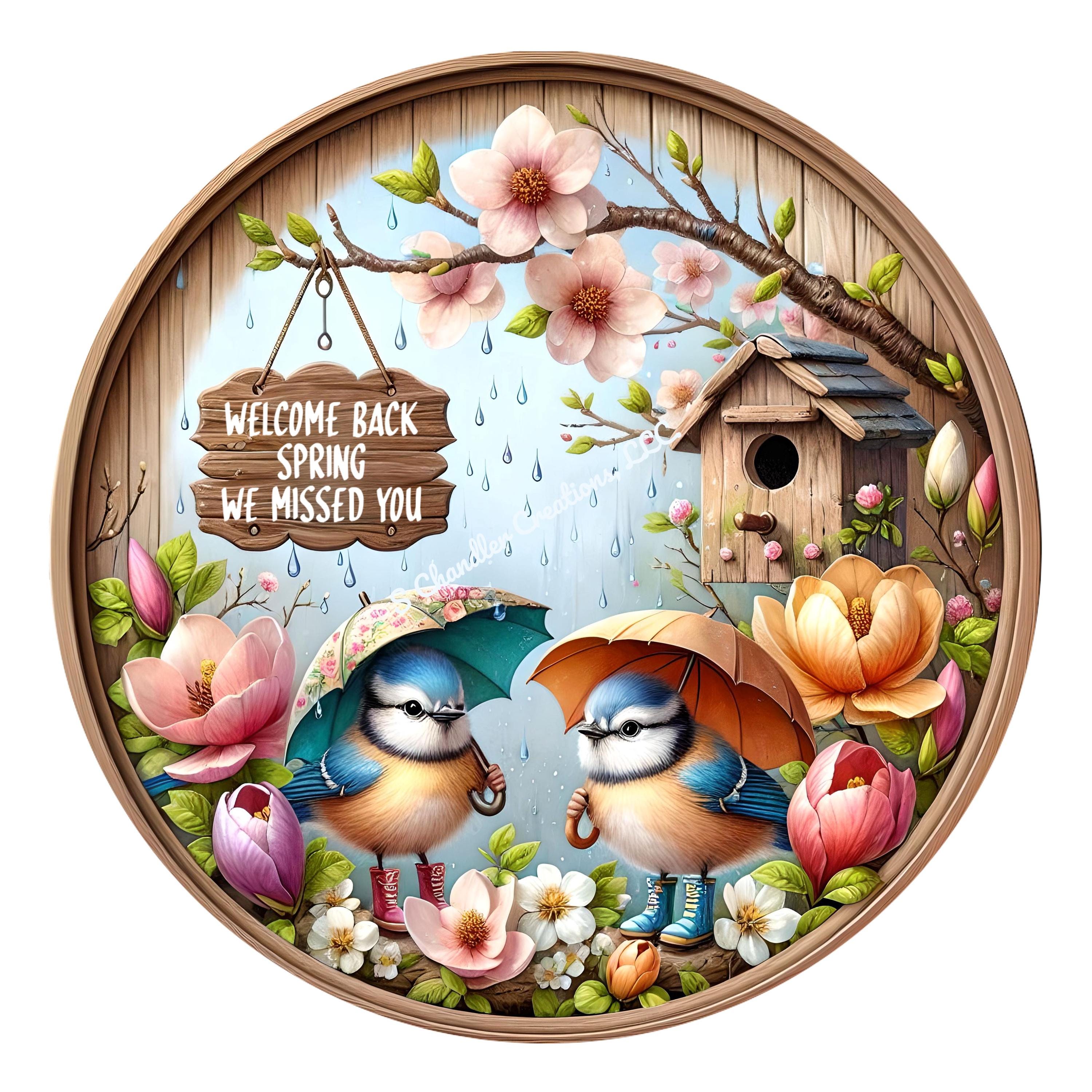 Welcome Back Spring We Missed You Blue Jay Wreath Sign, Spring Wreath ...