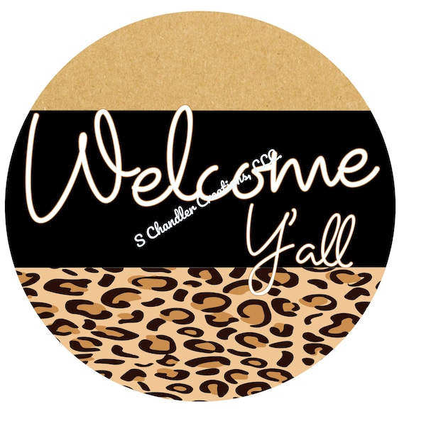Leopard Welcome Yall Signs for Door - Etsy