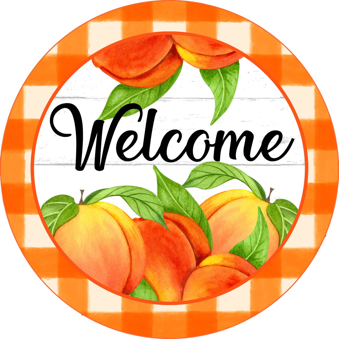 Welcome Wreath Sign,peach Wreath Sign,metal Wreath Sign,spring Wreath ...