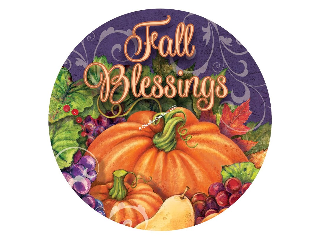 Fall Blessings Wreath Sign,pumpkin Wreath Sign,fall Wreath Sign,autumn ...