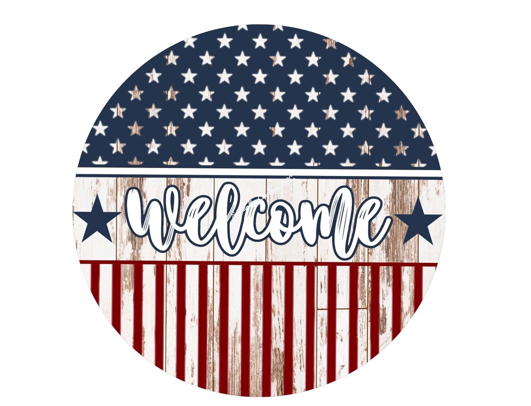 Welcome Patriotic Wreath Sign,4th of July,july 4th,welcome Wreath Sign ...