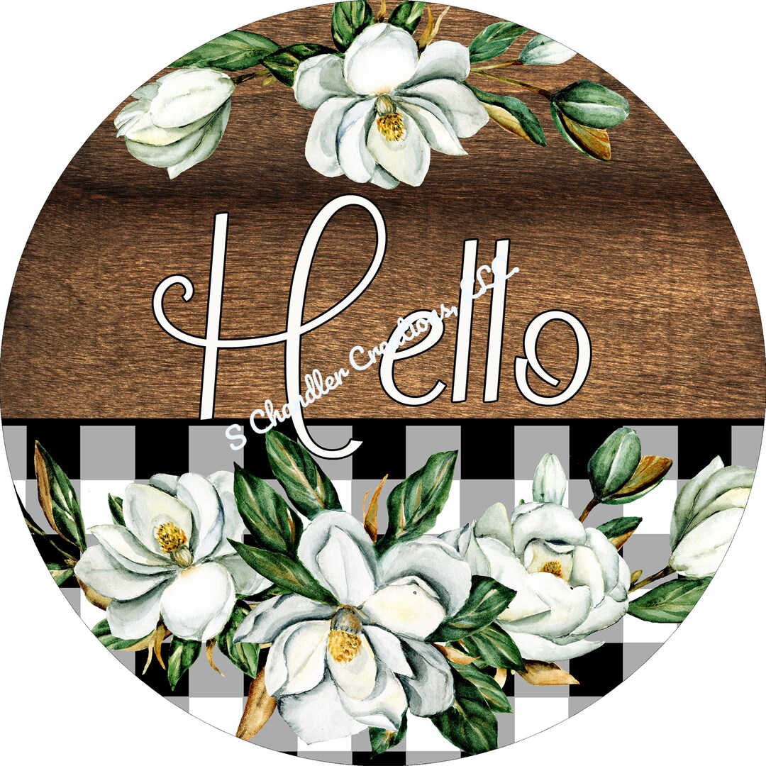 Hello Wreath Sign,magnolia Wreath Sign,wreath Sign,buffalo Plaid,metal ...
