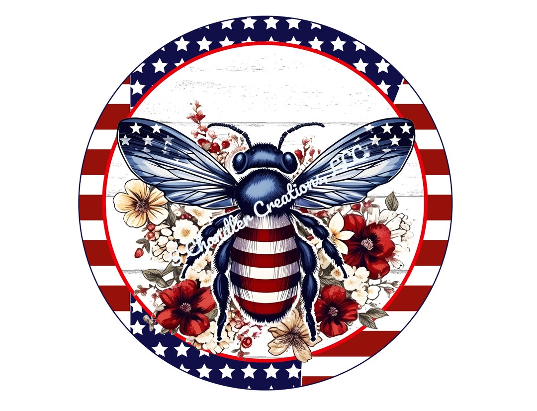 Patriotic Bee Wreath Sign,wreath Sign,4th of July Sign,patriotic Wreath ...