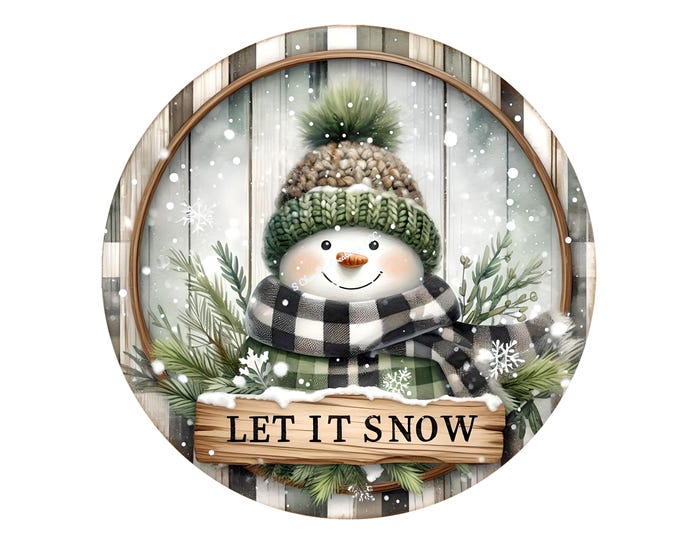 Let It Snow Snowman Winter Wreath for Front Porch, Evergreen Country ...
