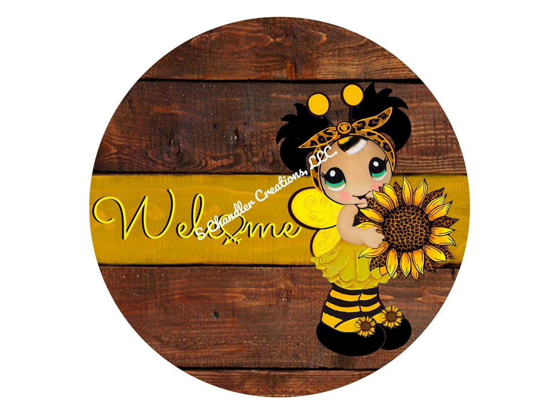 Welcome Wreath Sign,sunflower Wreath Sign,bee Wreath Sign,metal Wreath ...