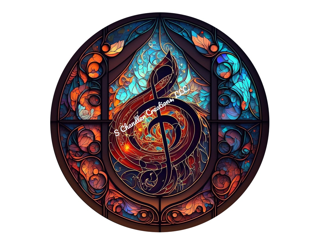 Faux Stained Glass Musical Note Wreath Sign, Music Themed Wreath Sign ...