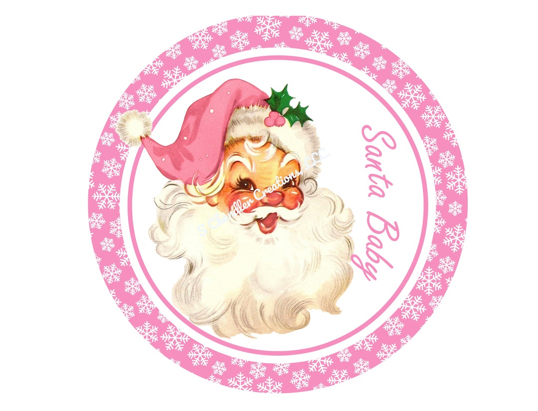 Pink Santa Wreath Sign,santa Baby Wreath Sign,christmas Wreath Sign ...
