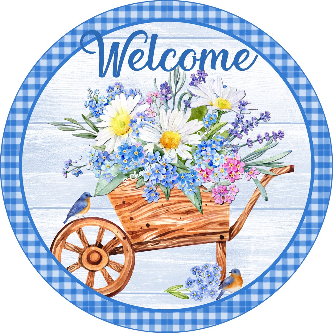 Welcome Wreath Sign,spring Wreath Sign,spring Flowers, Wreath Sign ...