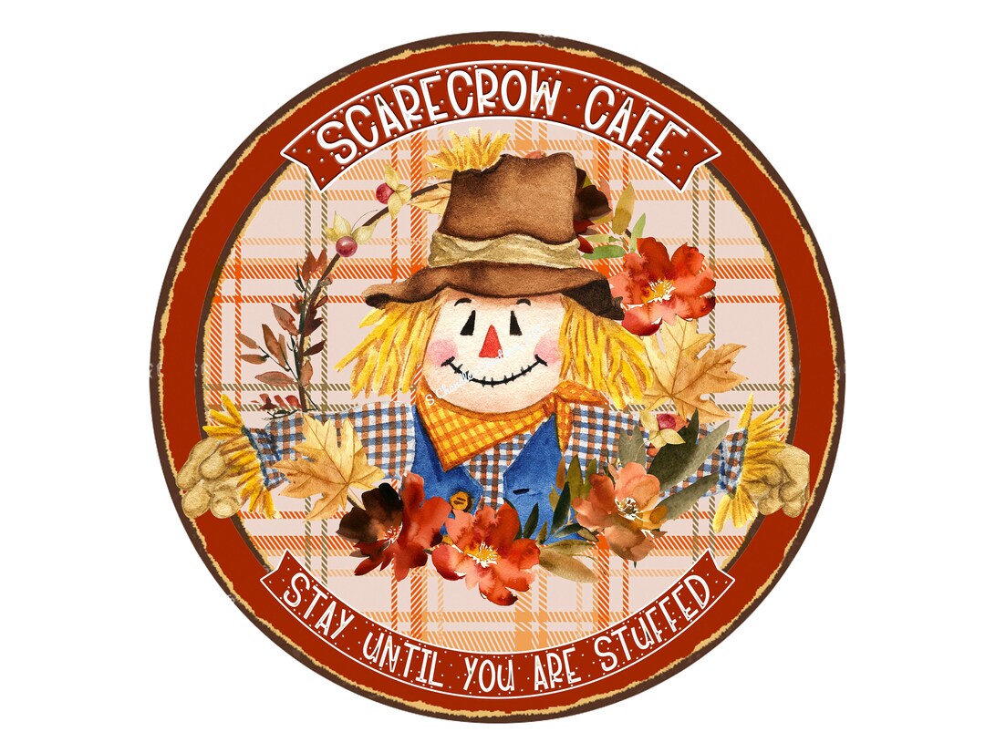 Scarecrow Cafe Wreath Sign, Scarecrow Wreath Sign, Fall Wreath Sign ...