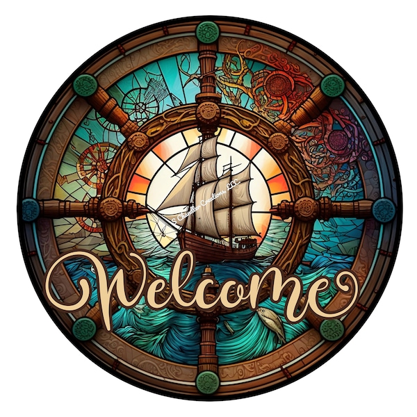Ship Wheel Welcome Sign - Etsy