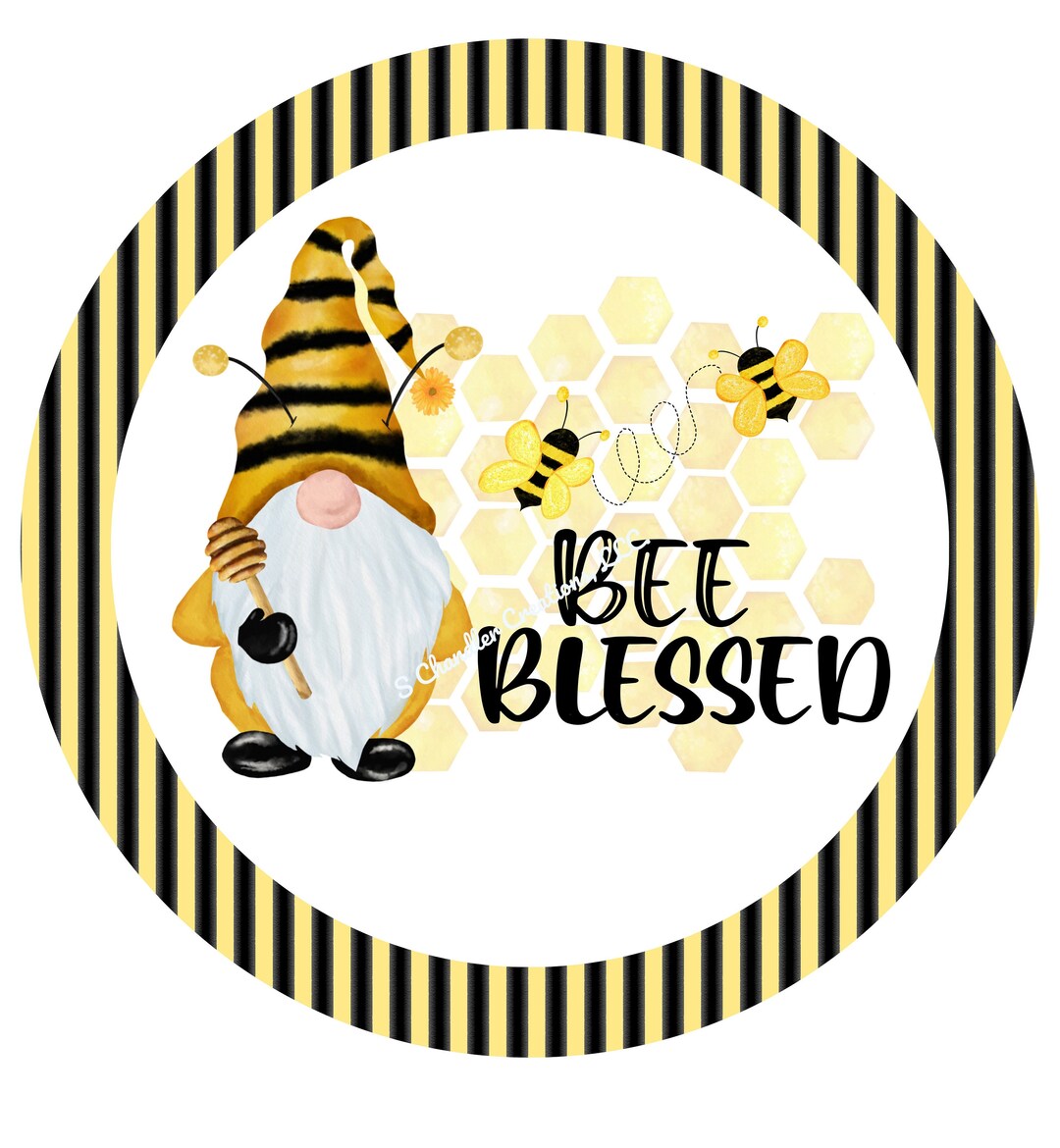 Bee Blessed Wreath Sign,gnome Bee Wreath Sign, Wreath Sign, Wreath ...