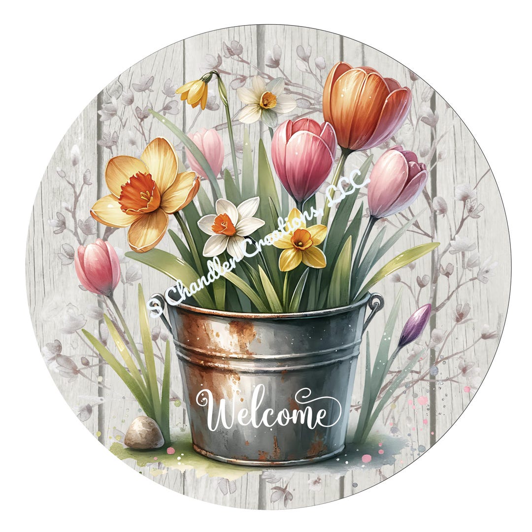 Welcome Spring Flowers Wreath Sign, Spring Wreath Sign, Sign for ...