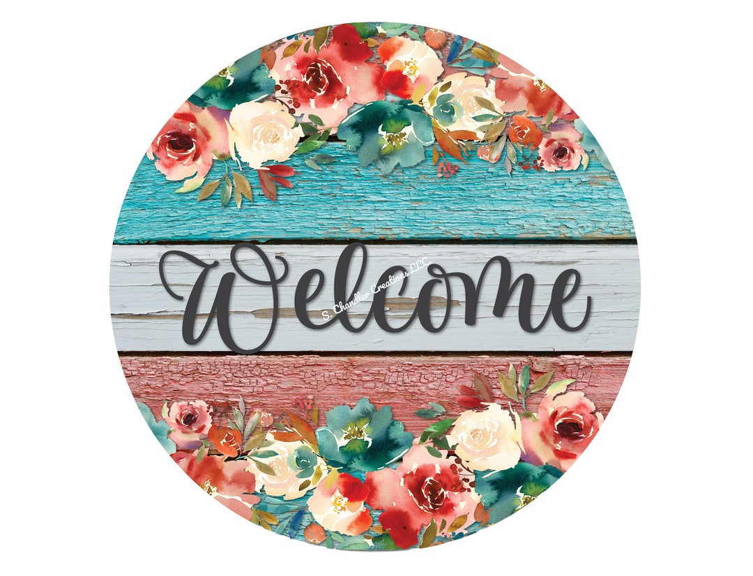 Welcome Wreath Sign,floral Wreath Sign,spring Wreath Sign,metal Wreath ...