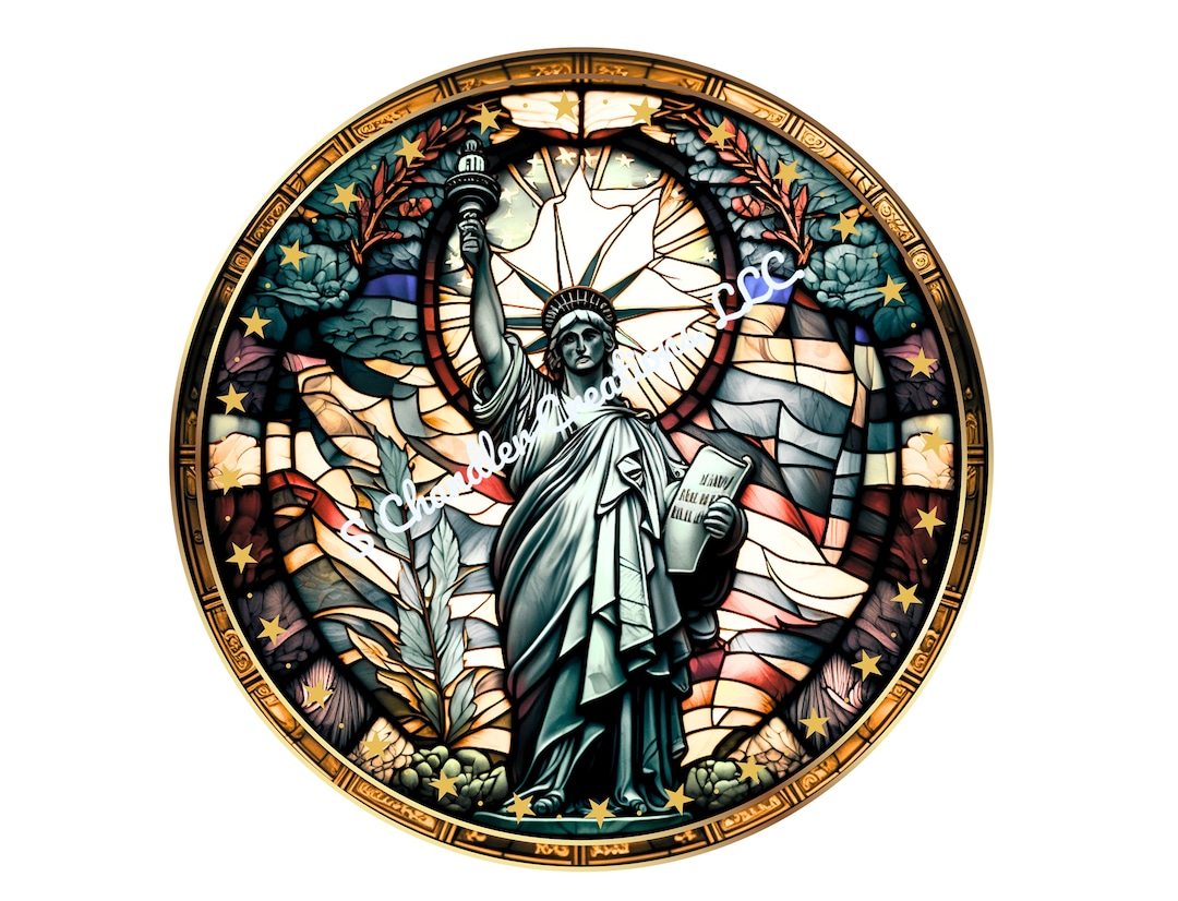 Statue of Liberty Wreath Sign, Patriotic Wreath Sign, Round Wreath Sign ...