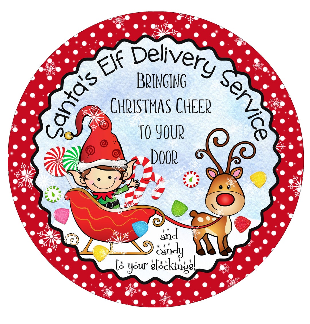Santa Elf Delivery Service Wreath Sign,christmas Wreath Sign,elf Wreath ...