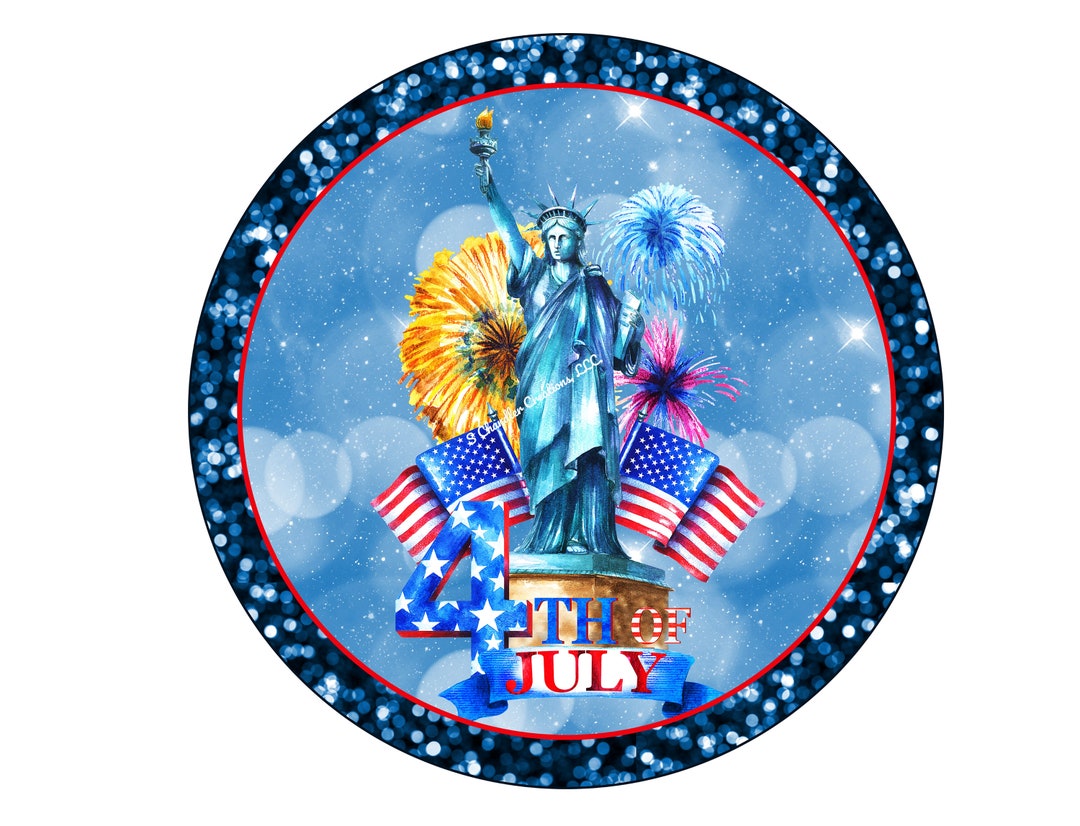 Statue of Liberty Wreath Sign, Patriotic Wreath Sign, Round Wreath Sign ...