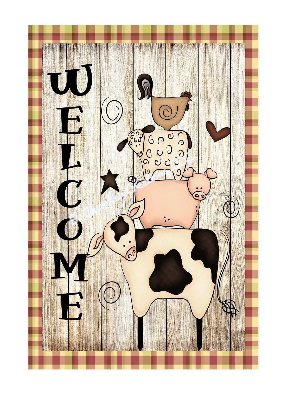 Welcome Wreath Sign,farmhouse Wreath Sign,farm Animal Wreath Sign,metal ...