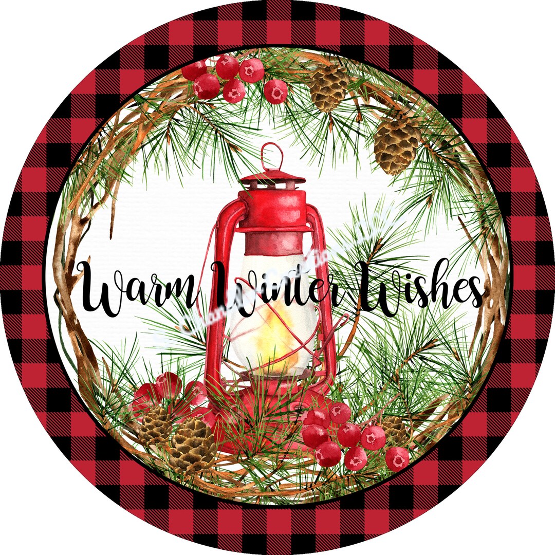 Warm Winter Wishes Wreath Sign,red Lantern Wreath Sign,christmas Wreath ...