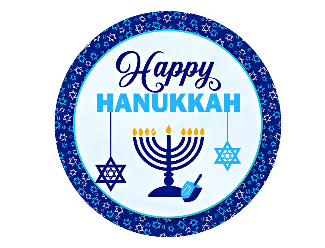 Happy Hanukkah Wreath Sign,hanukkah Wreath Sign,metal Wreath Sign,round ...