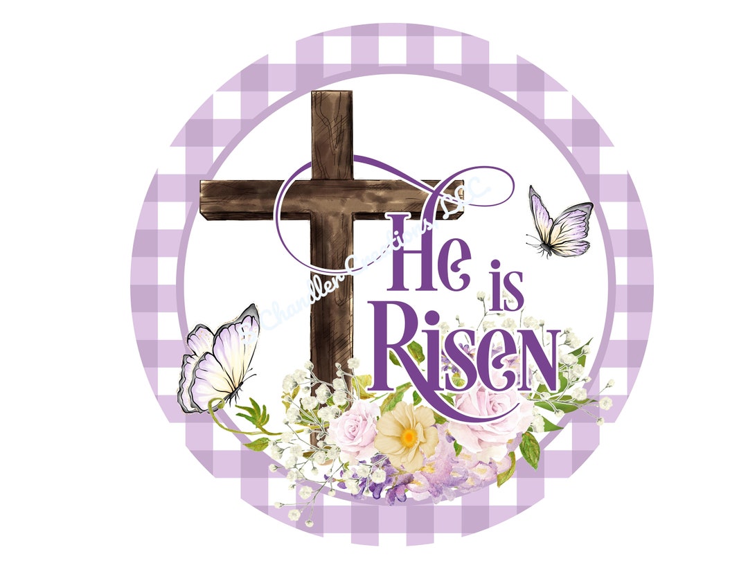 He is Risen Wreath Sign, Easter Wreath Sign, Round Wreath Sign, Metal ...