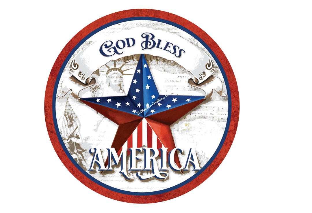 God Bless America Star Wreath Sign, July 4th Sign, 4th of July Sign ...