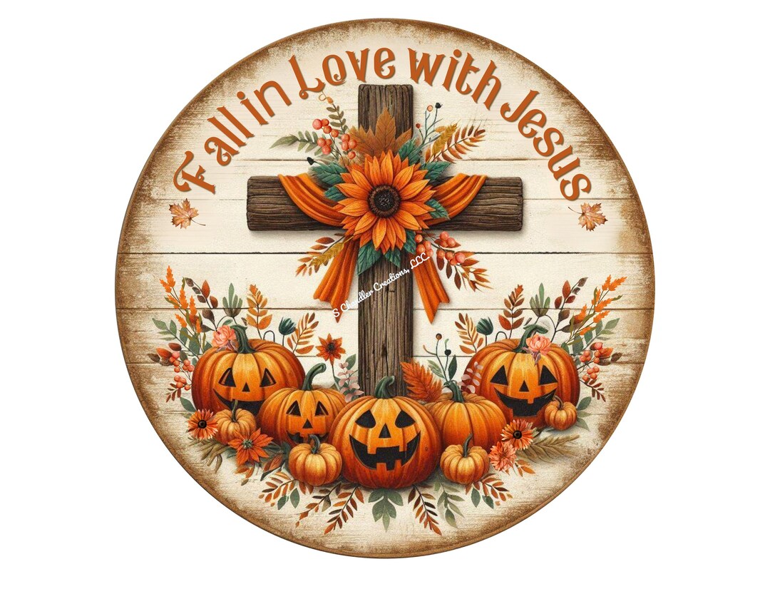 Fall in Love With Jesus Wreath Sign, Fall Wreath Sign, Pumpkins and ...