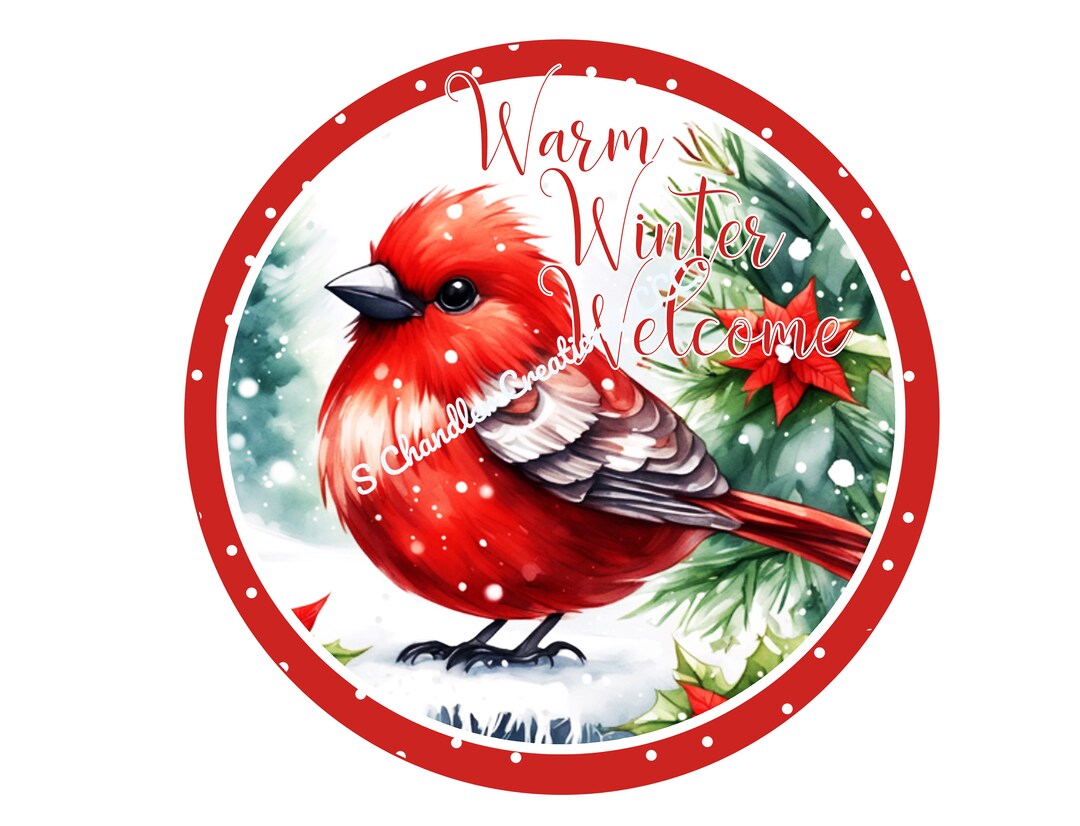 Warm Winter Welcome Wreath Sign,christmas Wreath Sign,cardinal Wreath ...