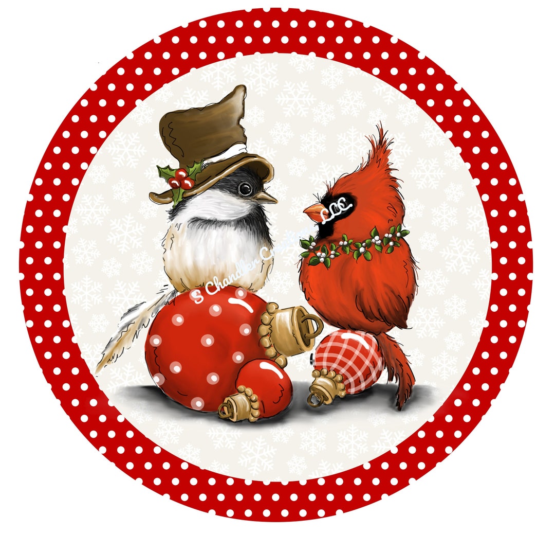 Cardinal and Chickadee Wreath Sign,cardinal Wreath Sign,christmas ...