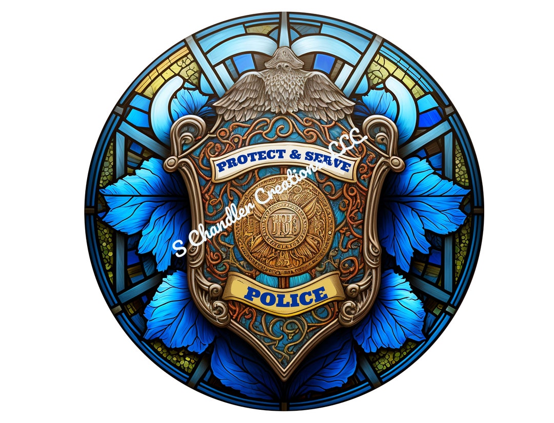 Faux Stained Glass Police Badge Wreath Sign, Police Wreath Sign, Police ...