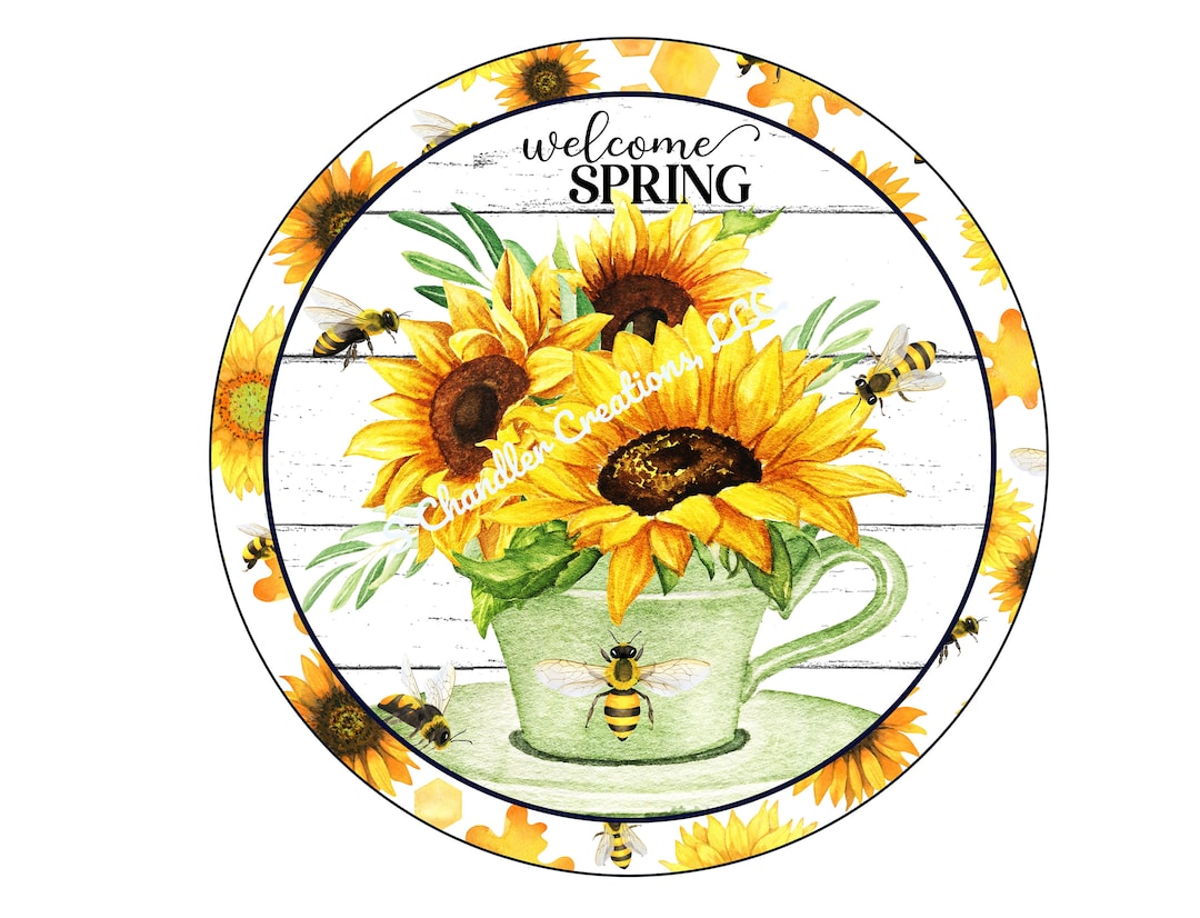 Welcome Spring Wreath Sign,sunflower Wreath Sign,spring Wreath Sign ...