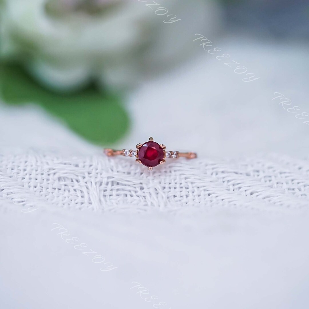 Rose Gold Ruby Ring, Genuine Ruby Ring, Anniversary Gift, July ...