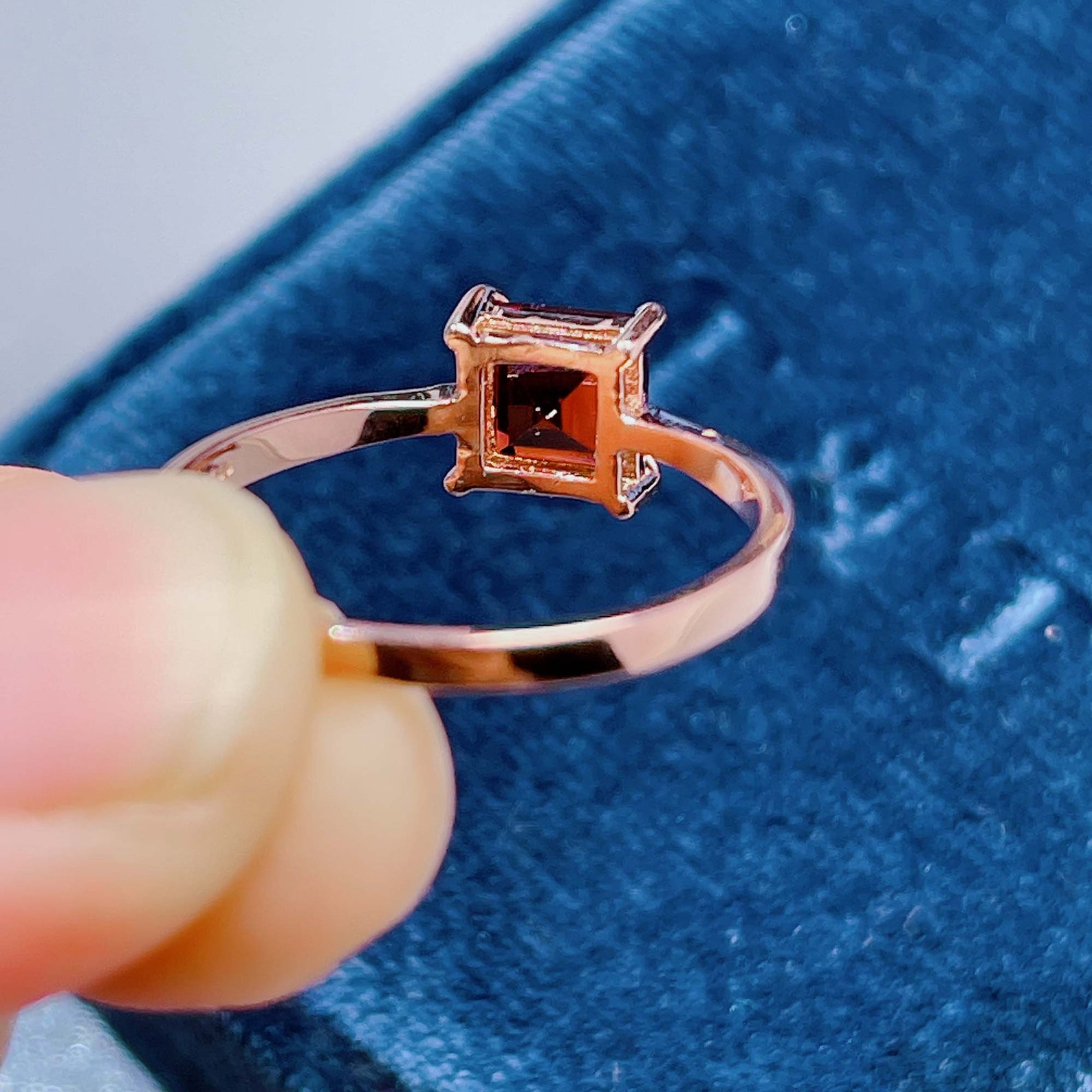 Handmade Garnet Ring Rose Gold Plated Ring Solitaire Ring | Etsy