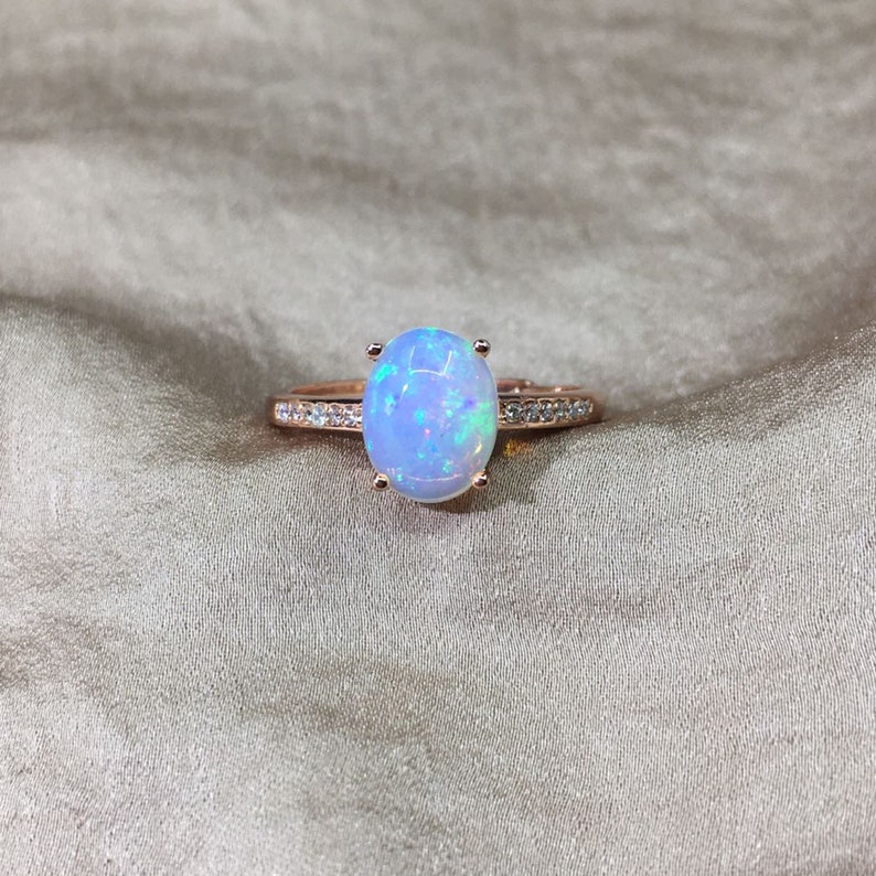 Natural Oval Opal Fire Ring 79mm October Birthstone Blue | Etsy