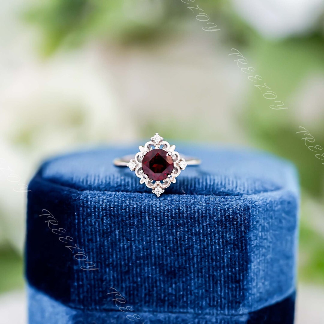 Garnet Ring | Handmade Sterling Silver Ring | January Birthstone Ring ...