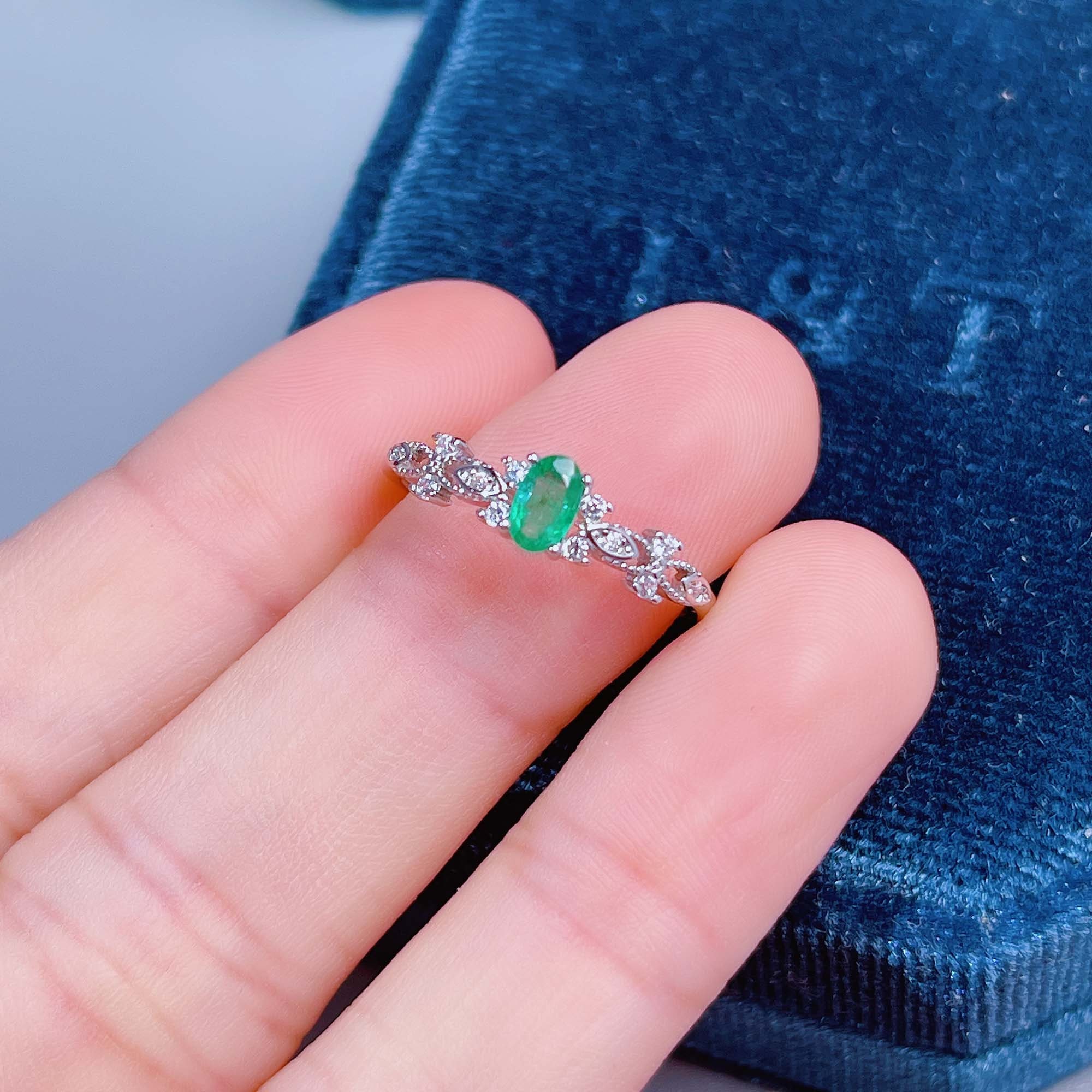 Simple Emerald Ring Handmade Stacking Ring Genuine Emerald | Etsy