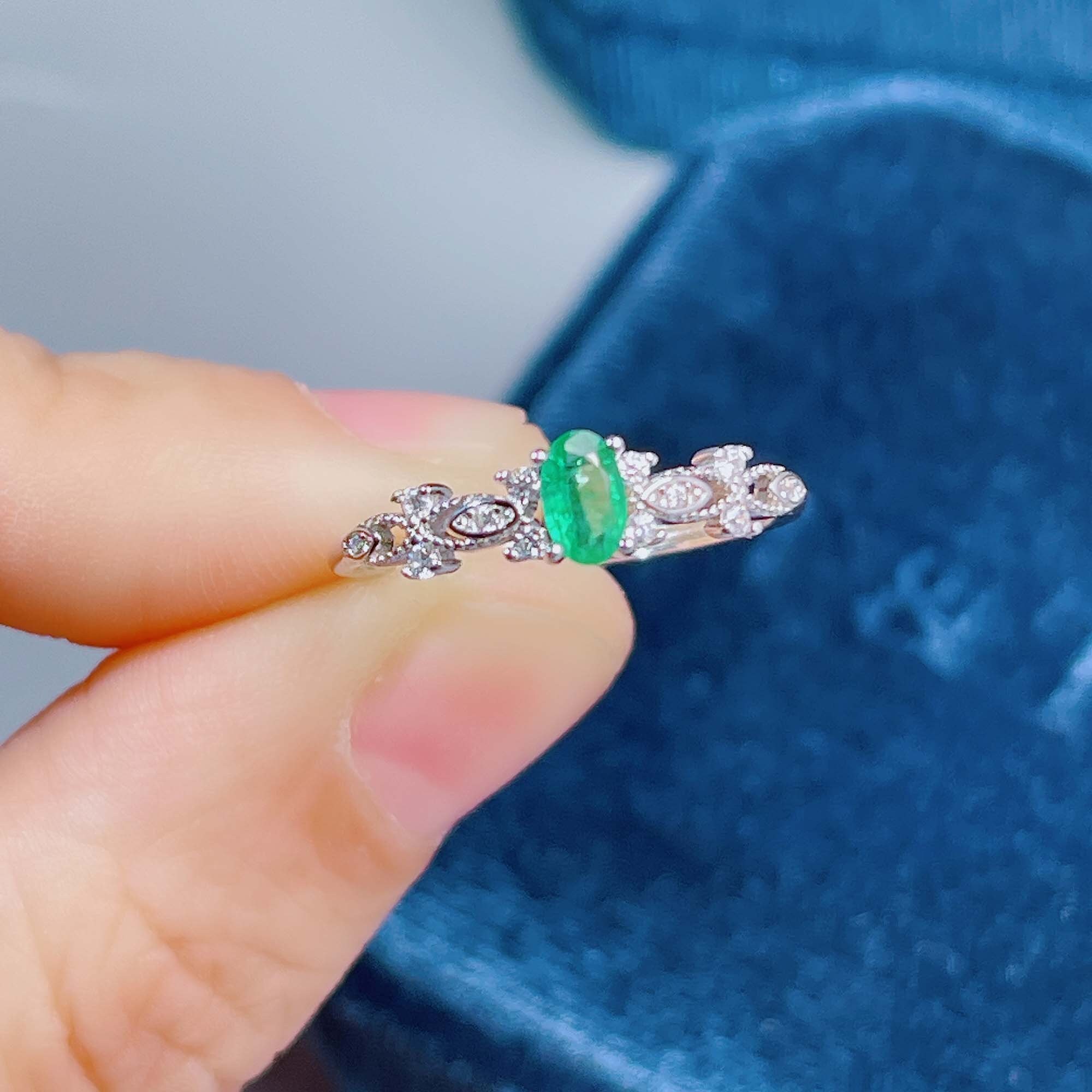 Simple Emerald Ring Handmade Stacking Ring Genuine Emerald | Etsy