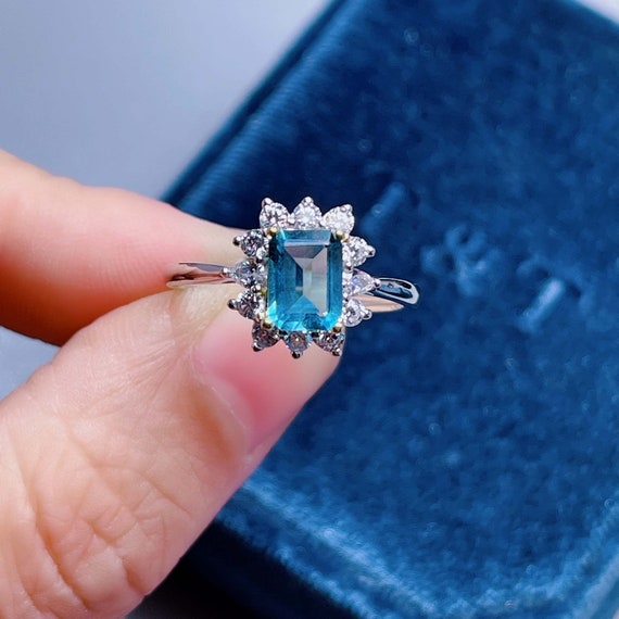 Naturlicher London Blue Topaz Ring Blauer Edelstein Topas Ring 925 Sterling Silber Band Ring Dezember Geburtsstein Geschenk fur Sie Etsy