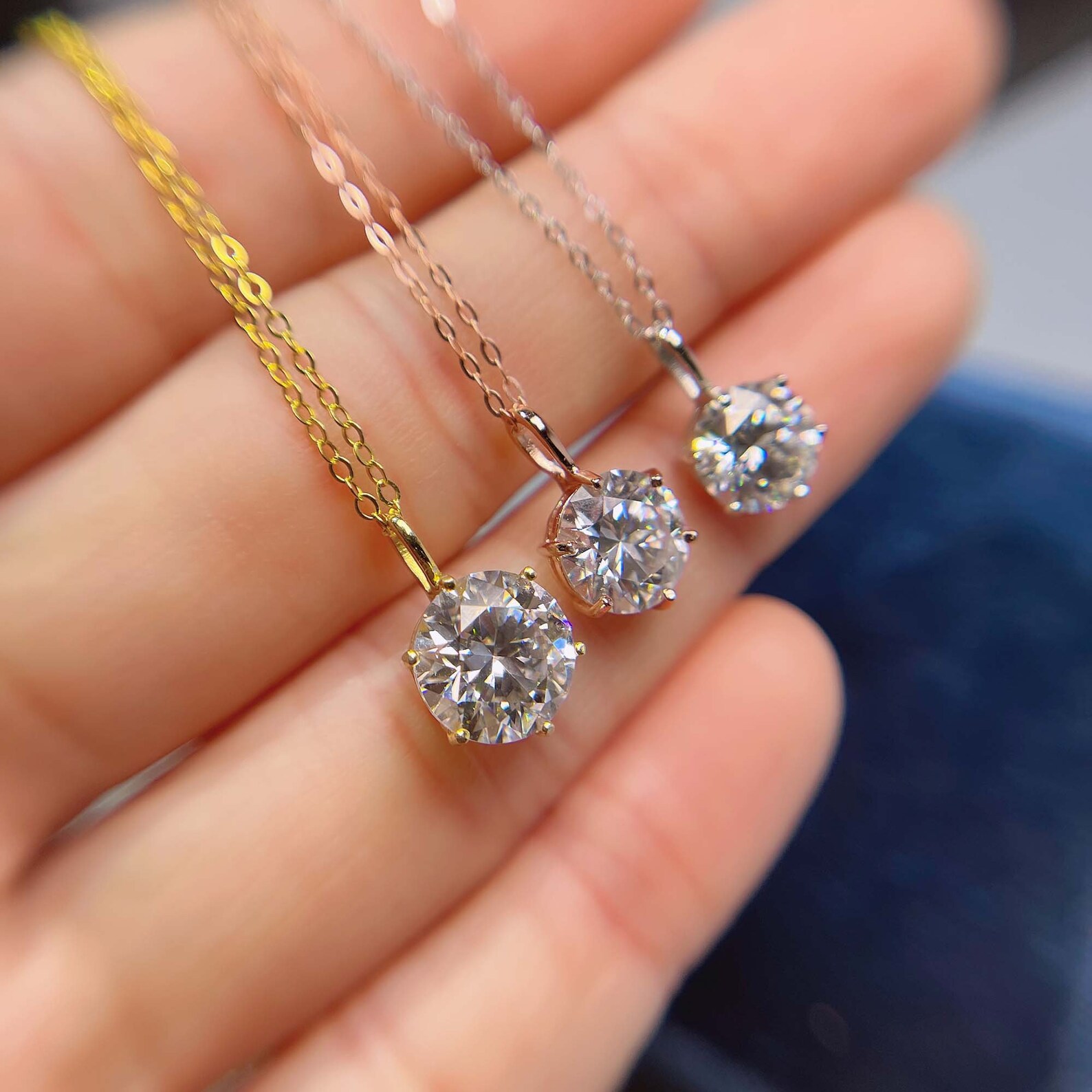 Colorless Moissanite Pendant Sterling Silver Chain Pendant - Etsy