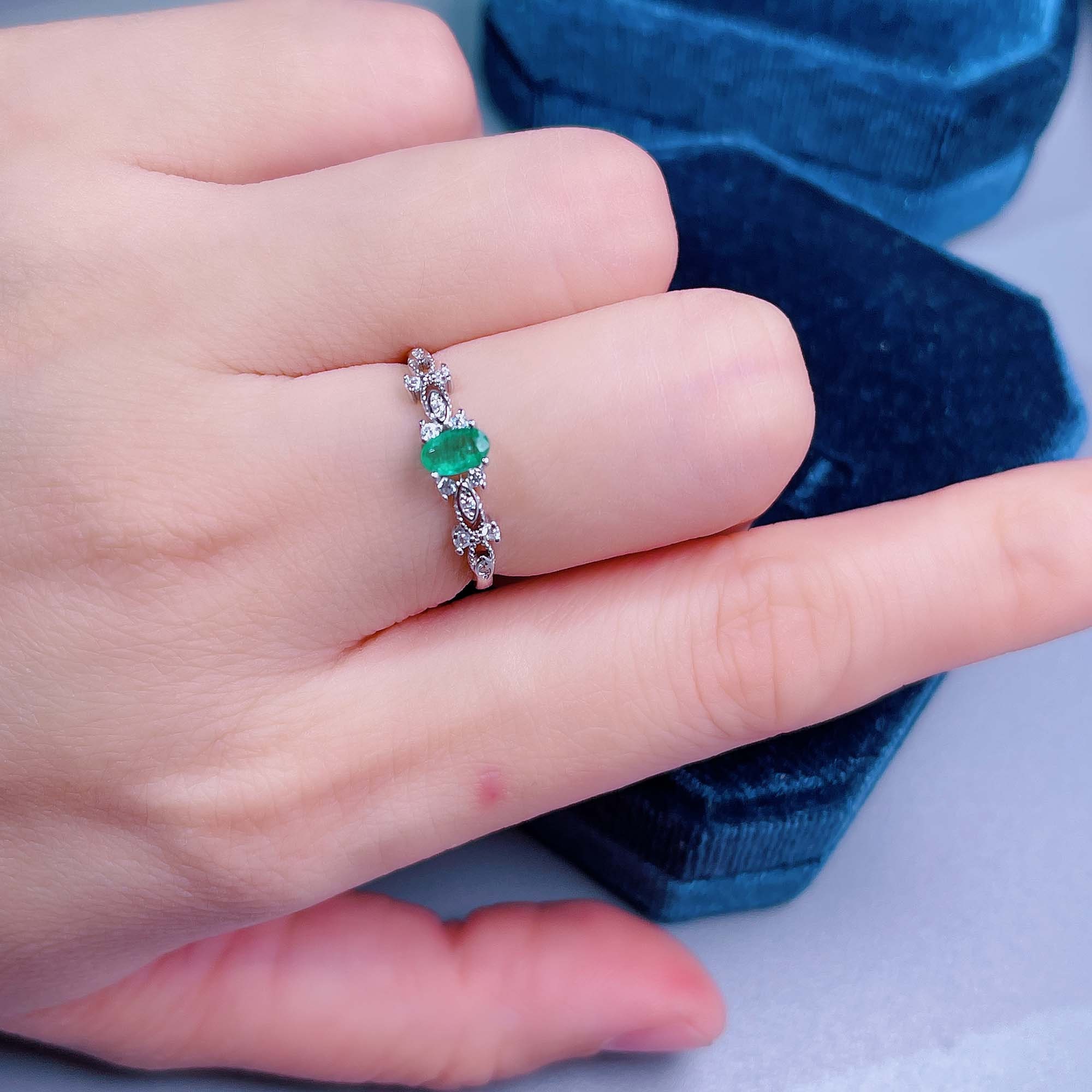 Simple Emerald Ring Handmade Stacking Ring Genuine Emerald | Etsy