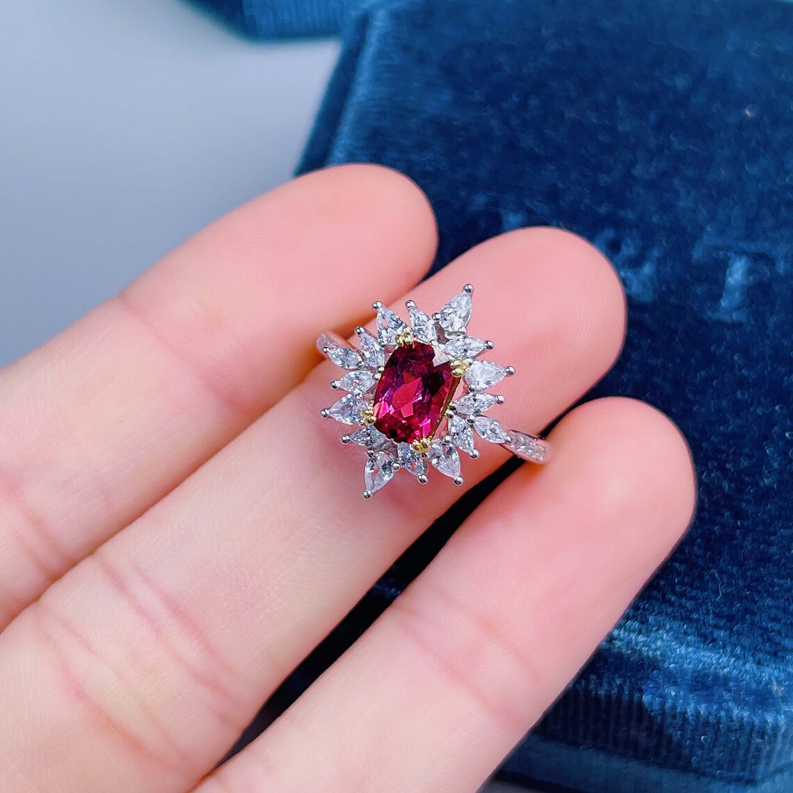 Natural Garnet Ring Handmade Sterling Silver Ring Double | Etsy