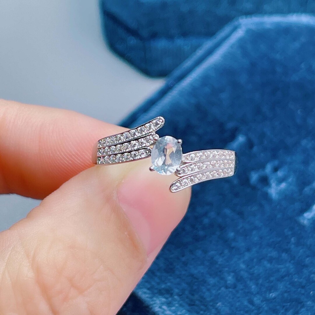 Aquamarine Sterling Silver Ring: March Birthstone Promise Ring - Etsy