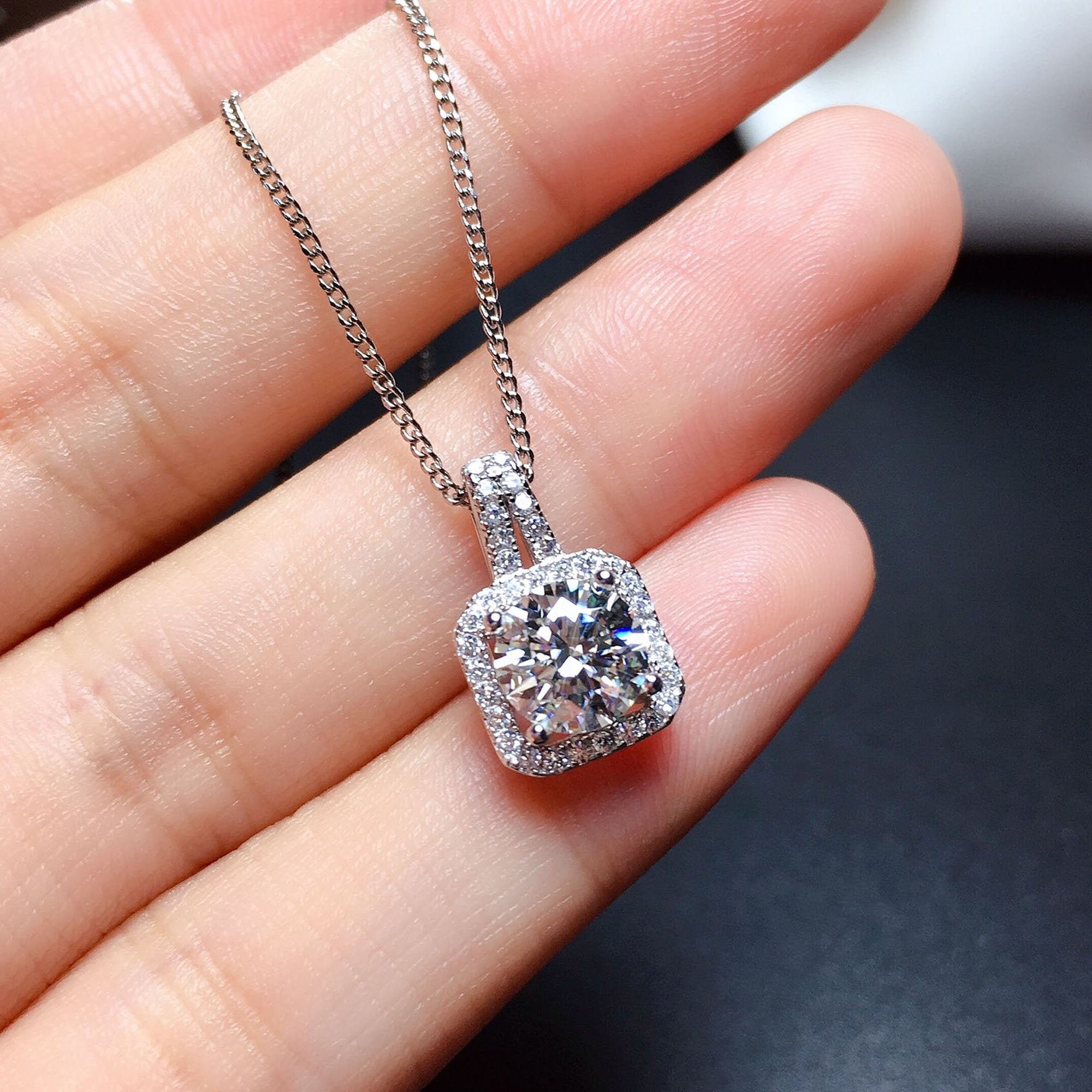 Moissanite Pendant 925 Sterling Silver Pendant Necklace | Etsy