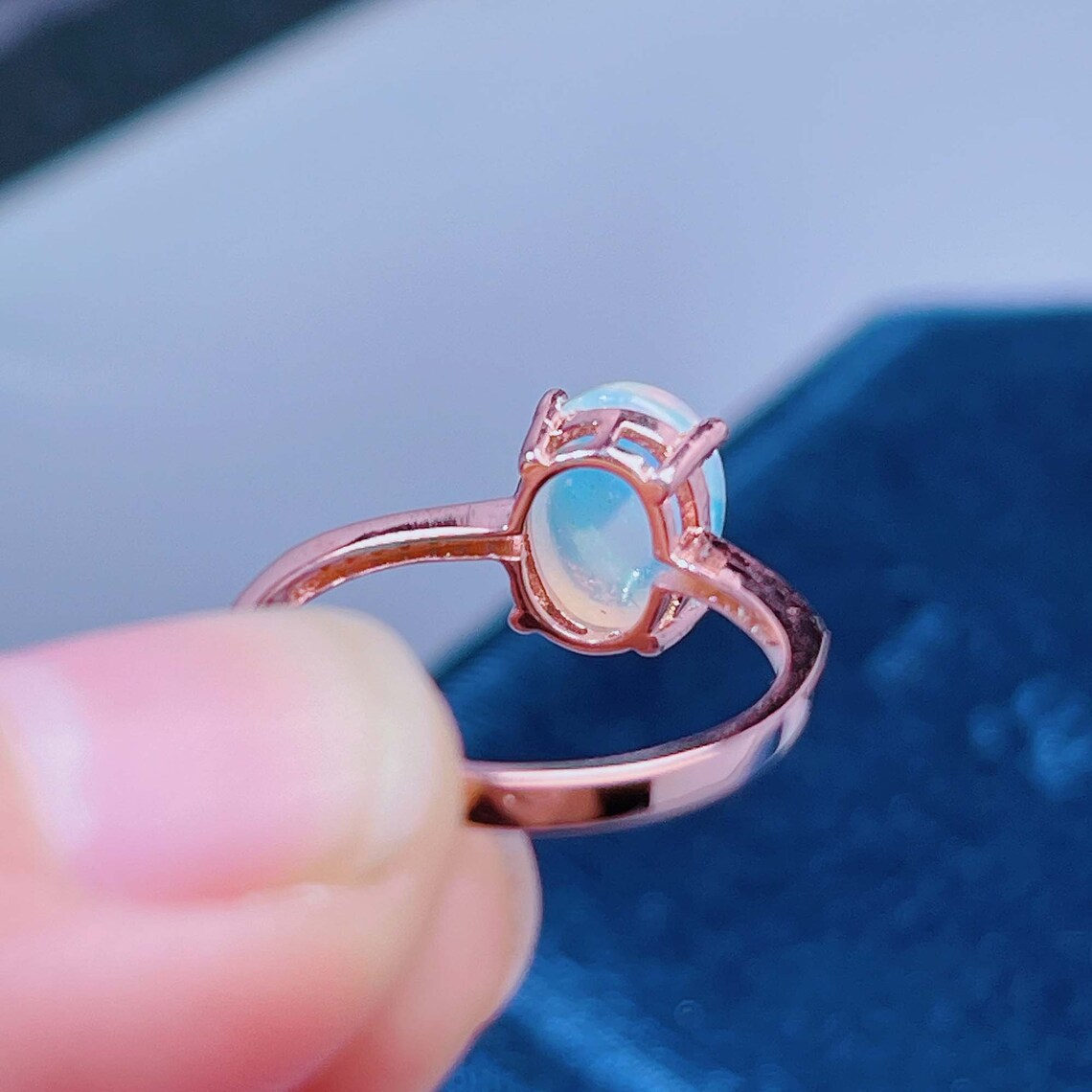 Natural Oval Opal Fire Ring 79mm October Birthstone Blue | Etsy
